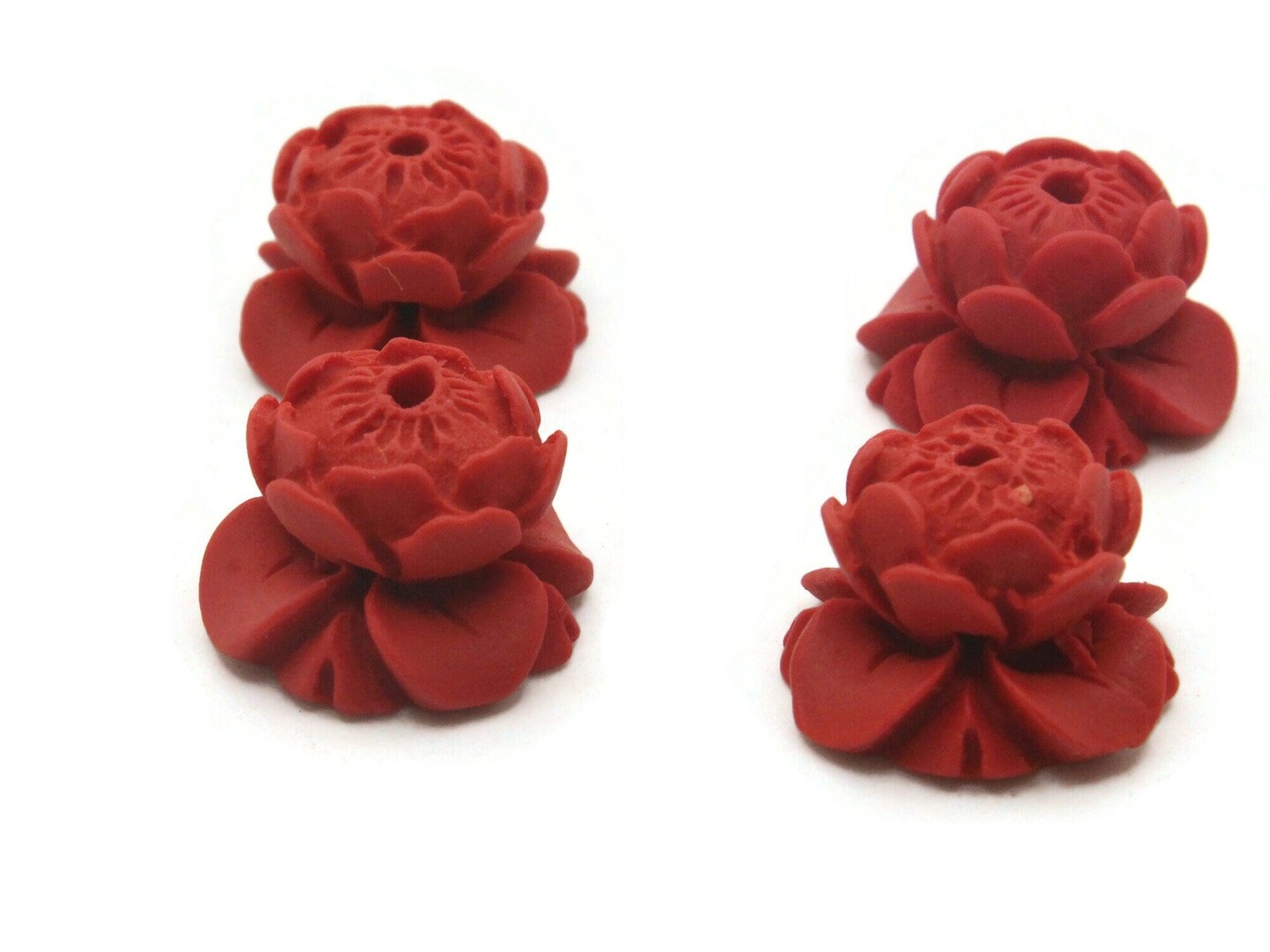 4 19mm Red Cinnabar Lotus Flower Beads | Michaels
