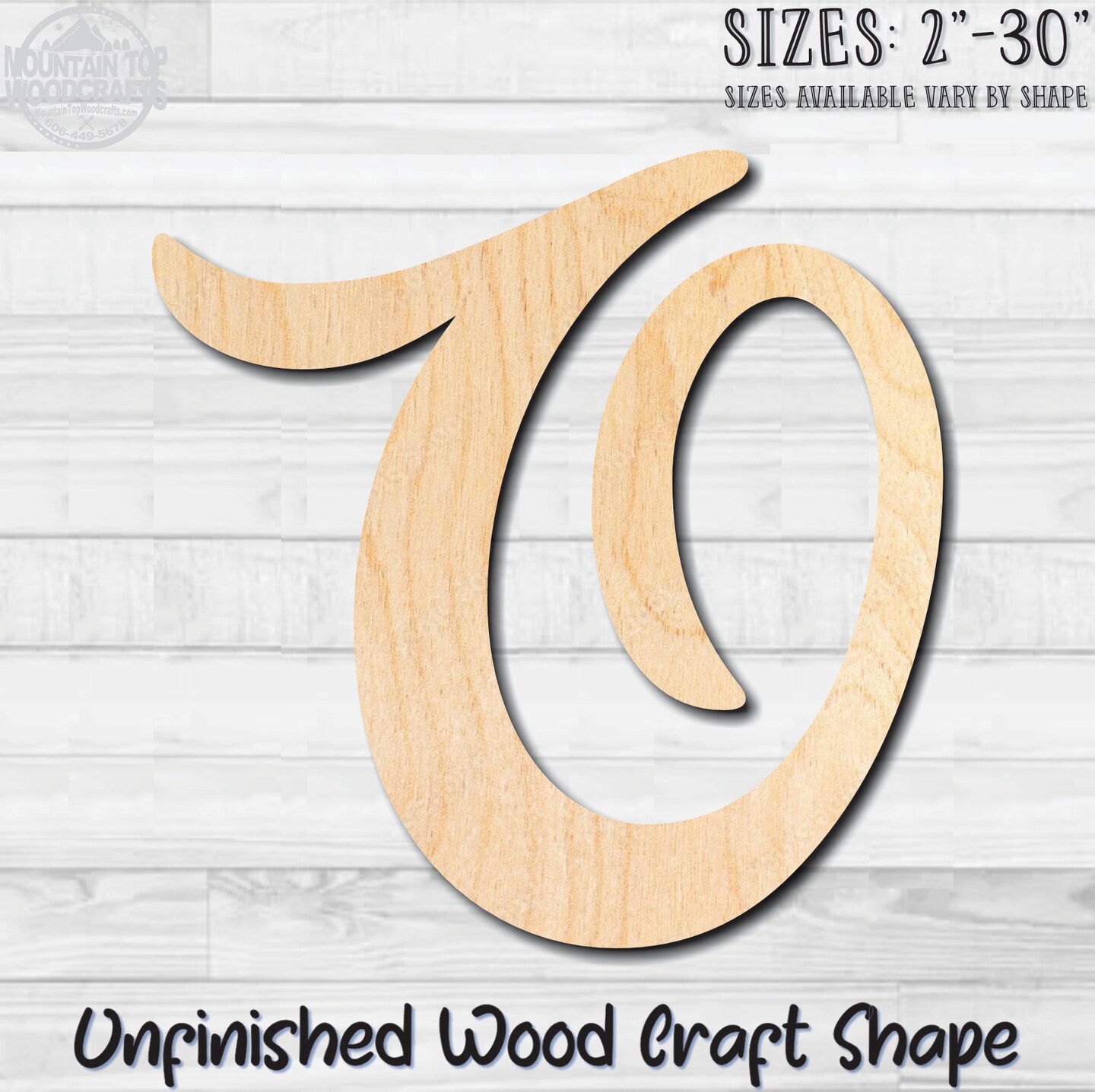 Script Letter O Fancy Unfinished Wood Shape Blank Laser Engraved Cutout ...