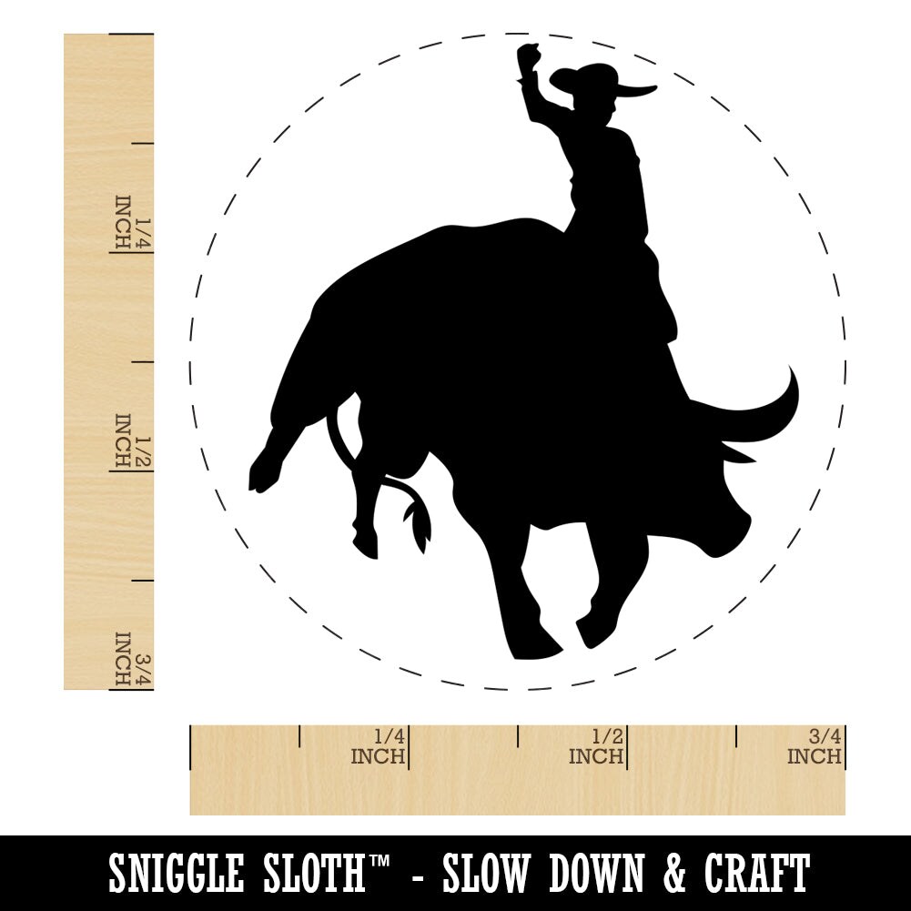 Rodeo Cowboy Riding on Bucking Bull Self-Inking Rubber Stamp for ...