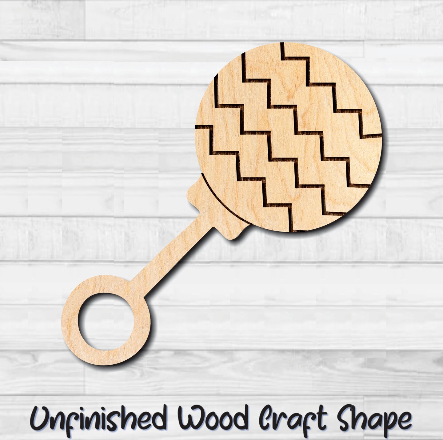 Baby Rattle Toy Unfinished Wood Shape Blank Laser Engraved Cutout ...