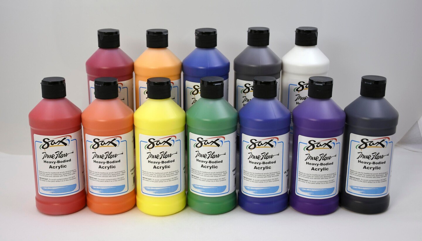 Sax Heavy Body Acrylic Paint, 1 Pint Bottles, Assorted Colors, Set of ...
