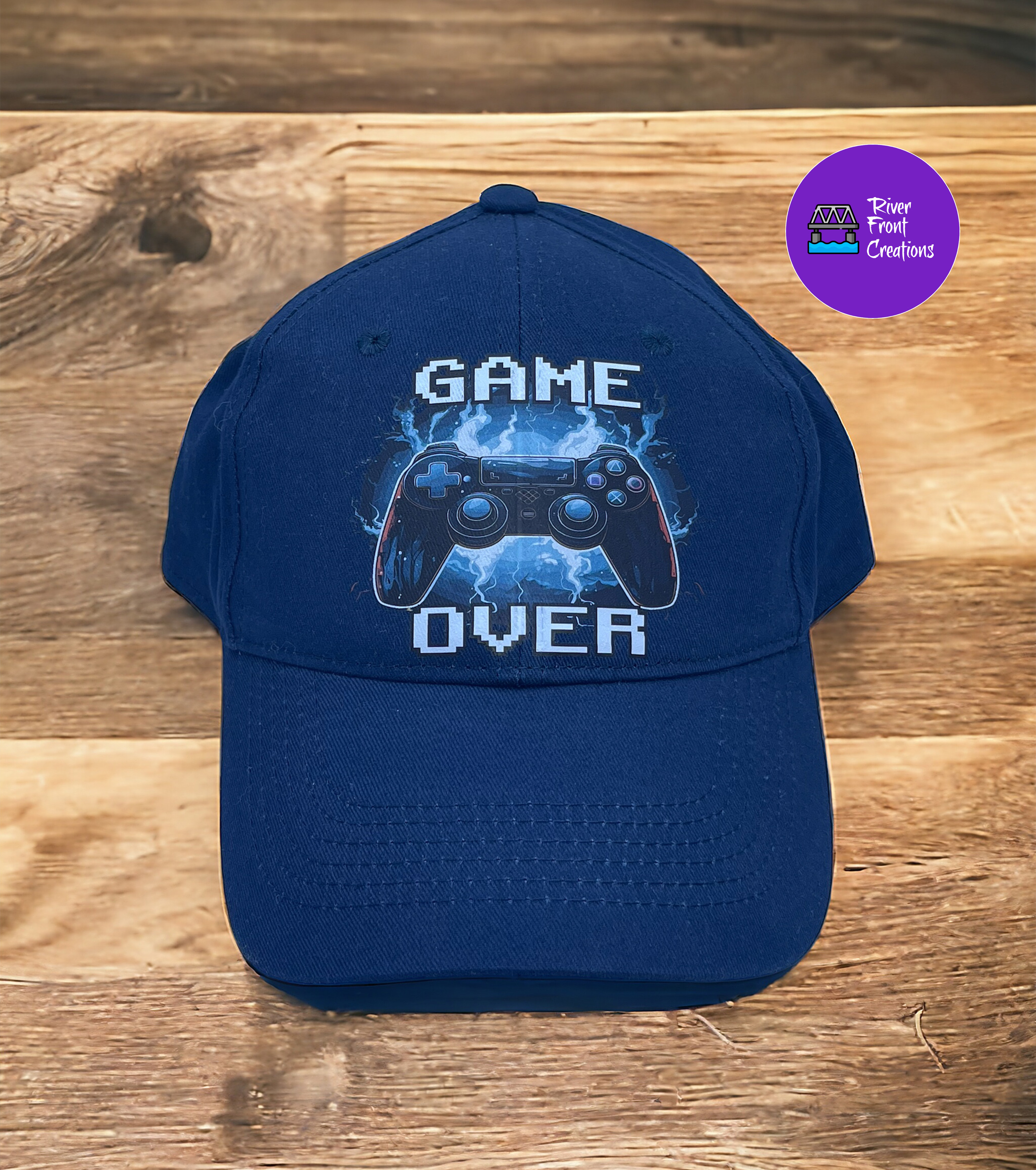 Game Over, Cotton, Navy Blue, Baseball Style hat, DTF image, Direct To ...