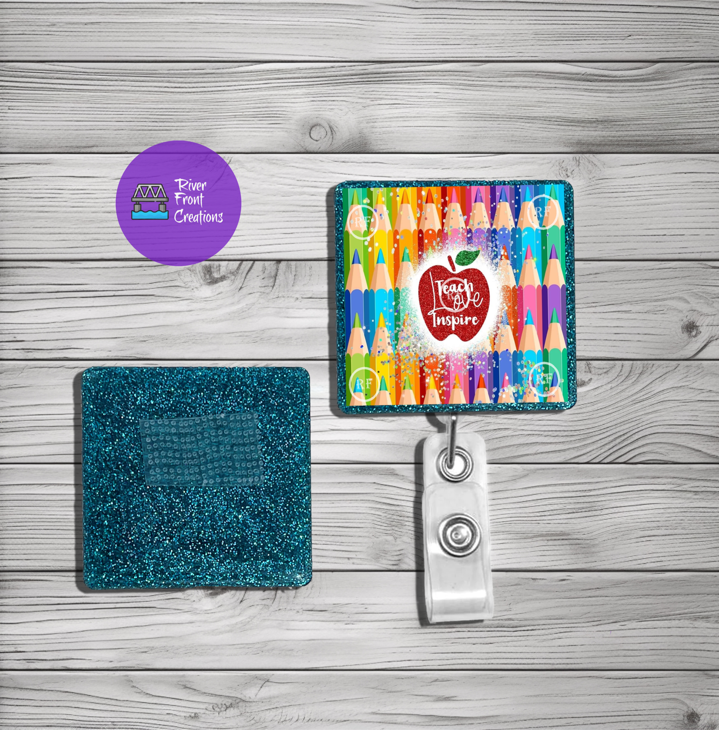 Teach, Love, Inspire Badge Reel, Interchangeable, 2-inches, Name Badge ...