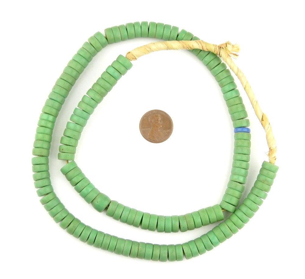 TheBeadChest Sliced Green Prosser Button Beads 8mm Nigeria African Disk ...