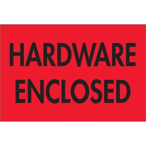 Tape Logic Labels, "Hardware Enclosed", 2" x 3", Fluorescent Red, 500 ...