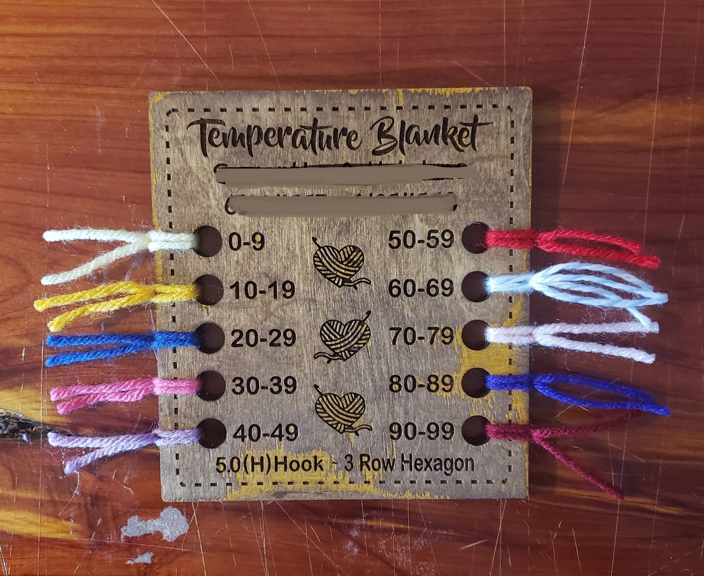 Custom Temperature Blanket Wood Color Chart for Handmade Crochet Knit ...