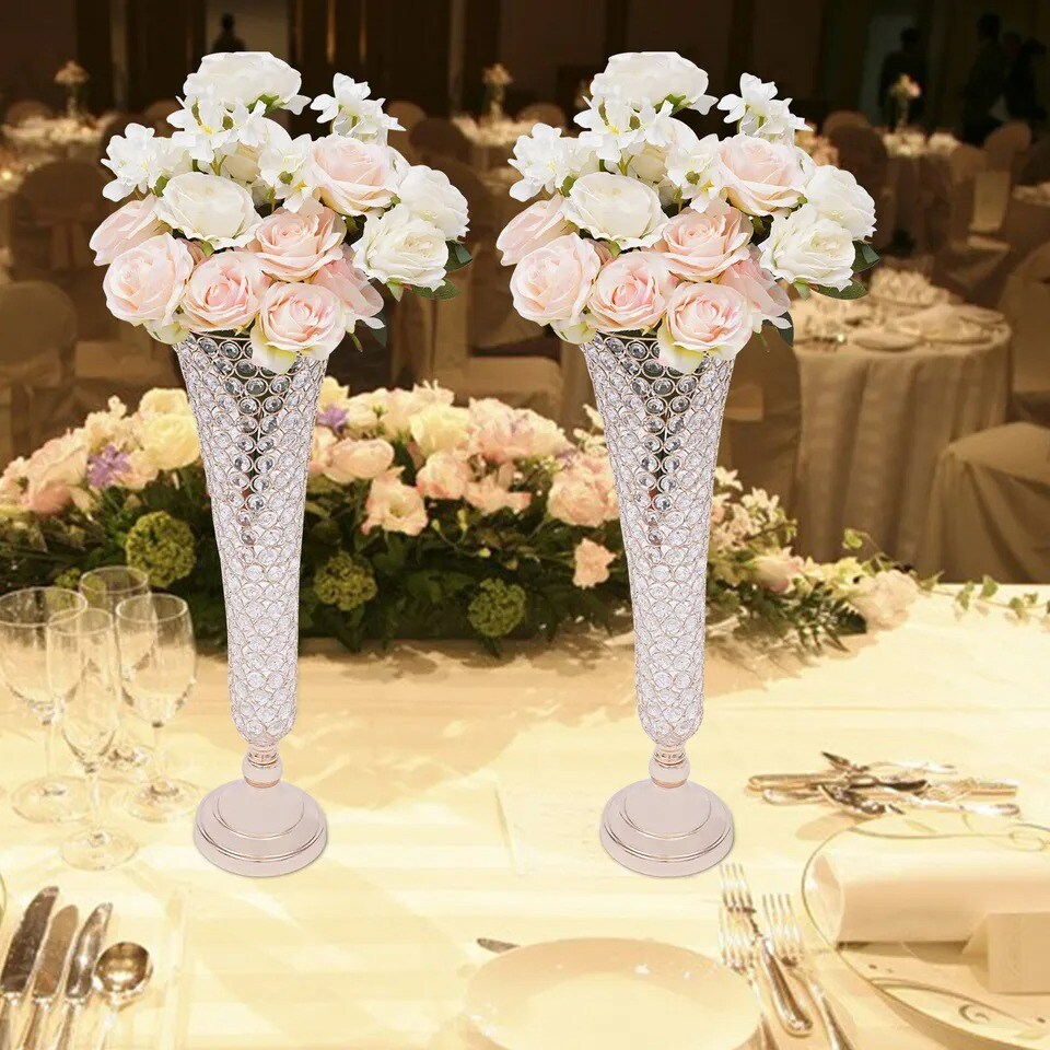 2 Pcs Silver / Gold Crystal Flower Stand Crystal Vase | Michaels