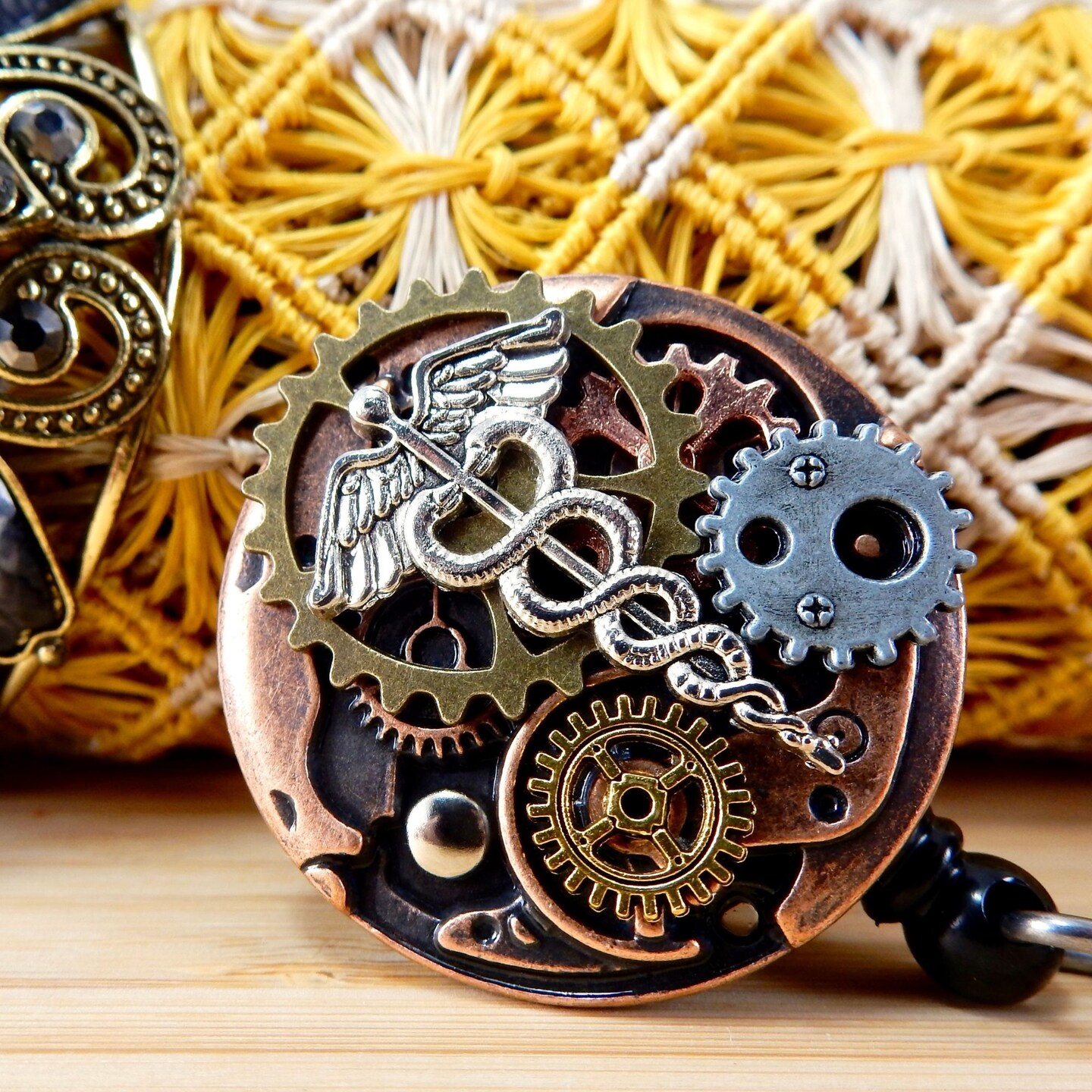 Badge Reel Steampunk, Caduceus Badge Clip for Nurse Scrubs ...