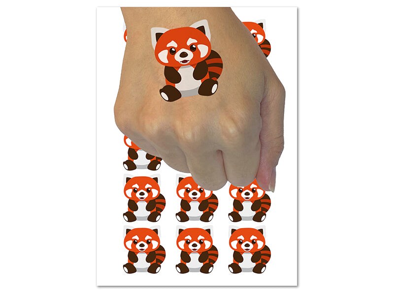 Adorable Red Panda Sitting Temporary Tattoo Water Resistant Fake Body ...