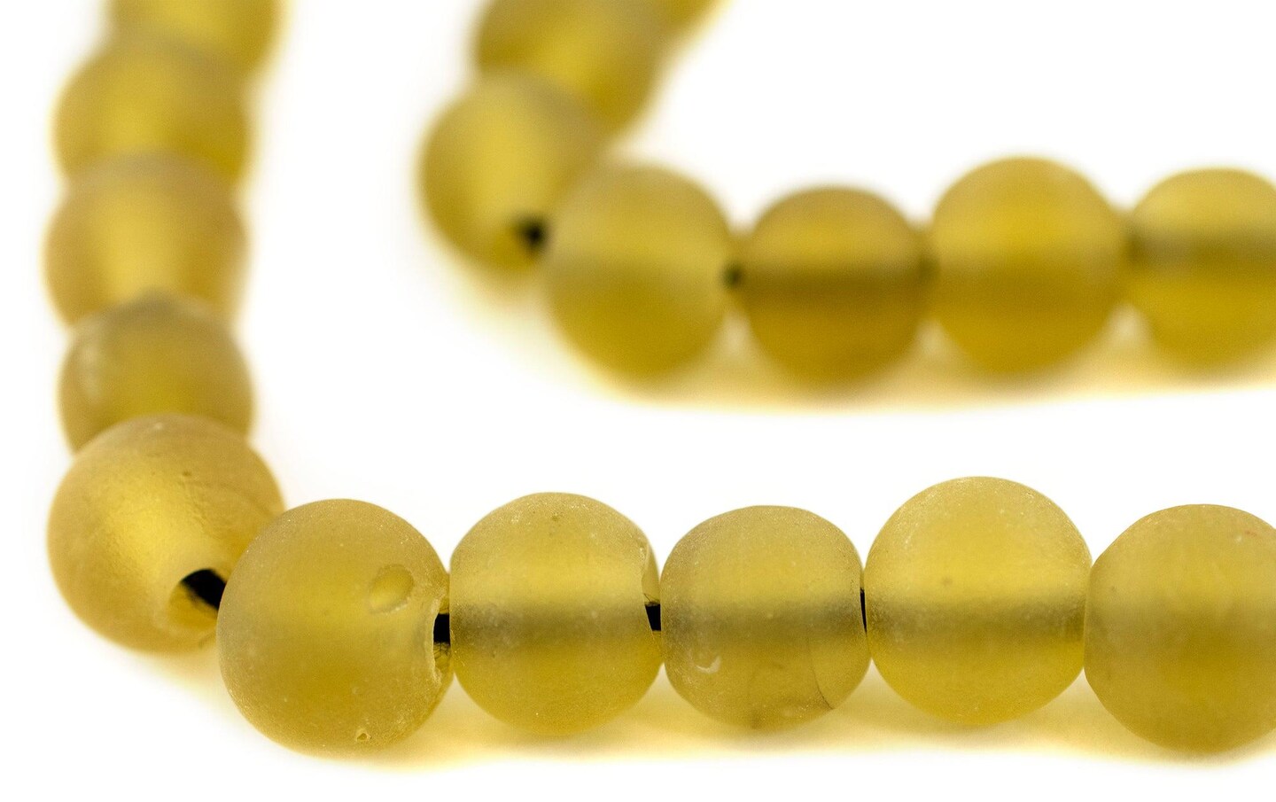 TheBeadChest Yellow Frosted Sea Glass Beads 11mm Round Large Hole 20 Inch Strand