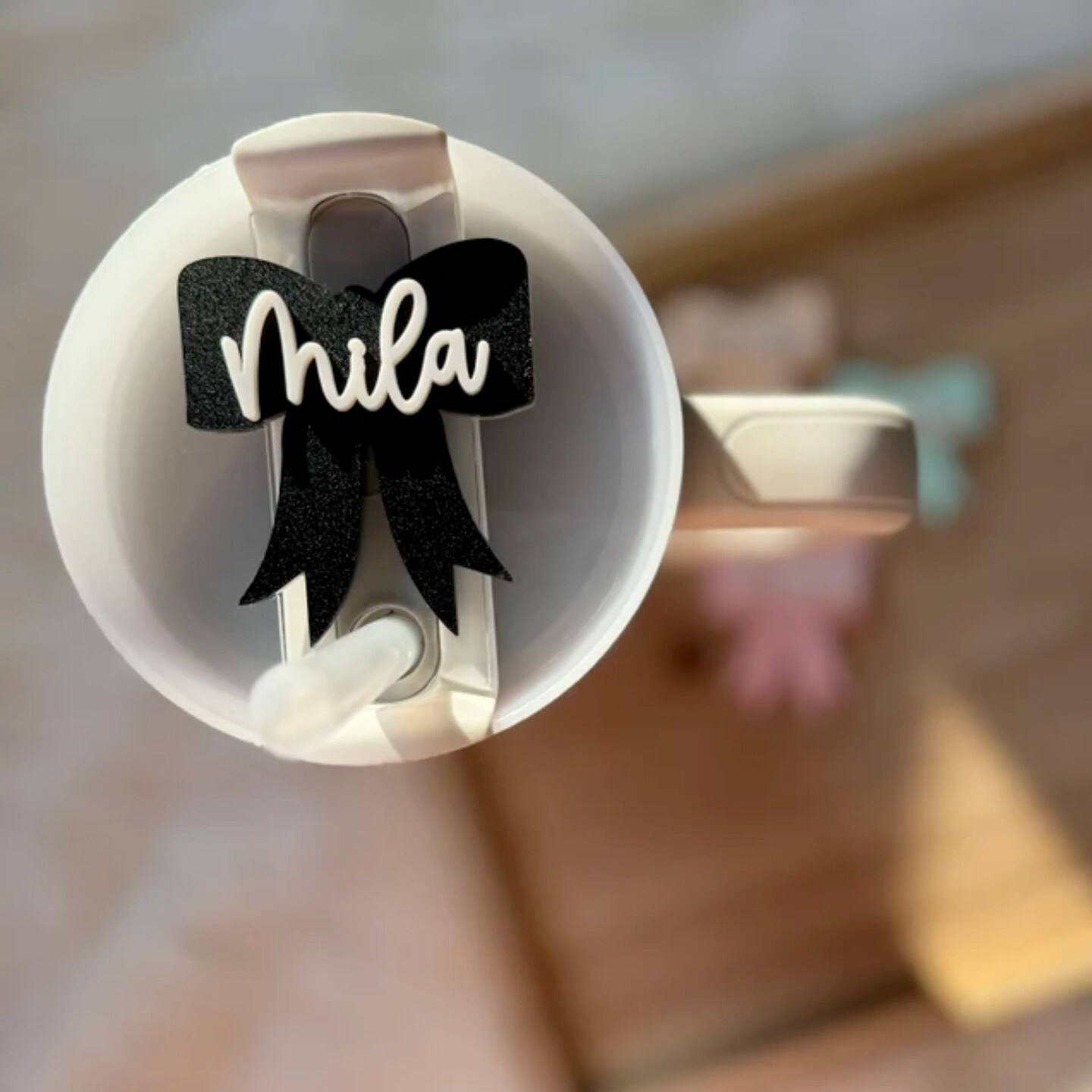 Personalized Beautiful Bow Angel Bow Name Tag Stanley Tumbler Name ...