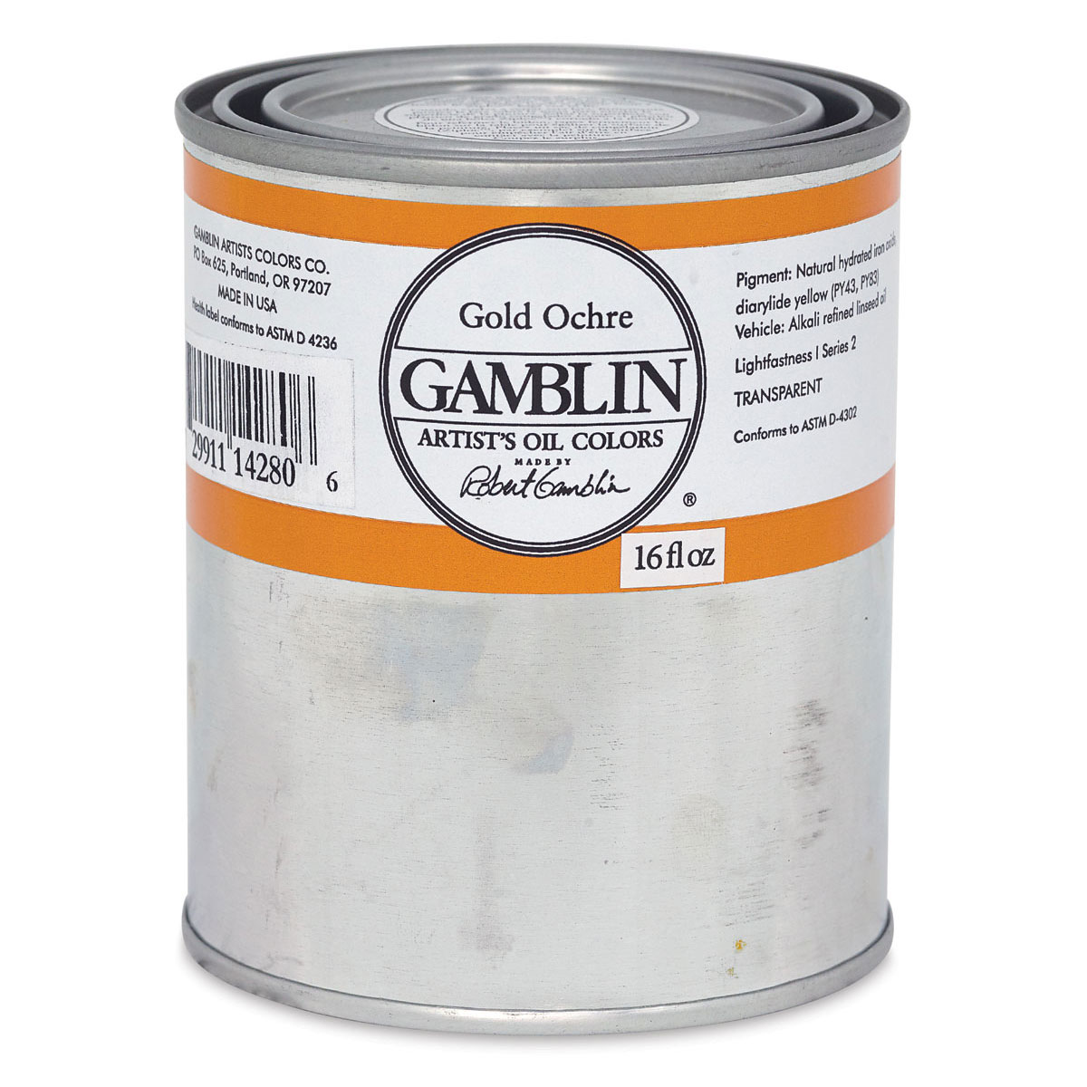 Gamblin Artist's Oil Color - Gold Ochre, 16 oz Can, Color: Gold, Count ...