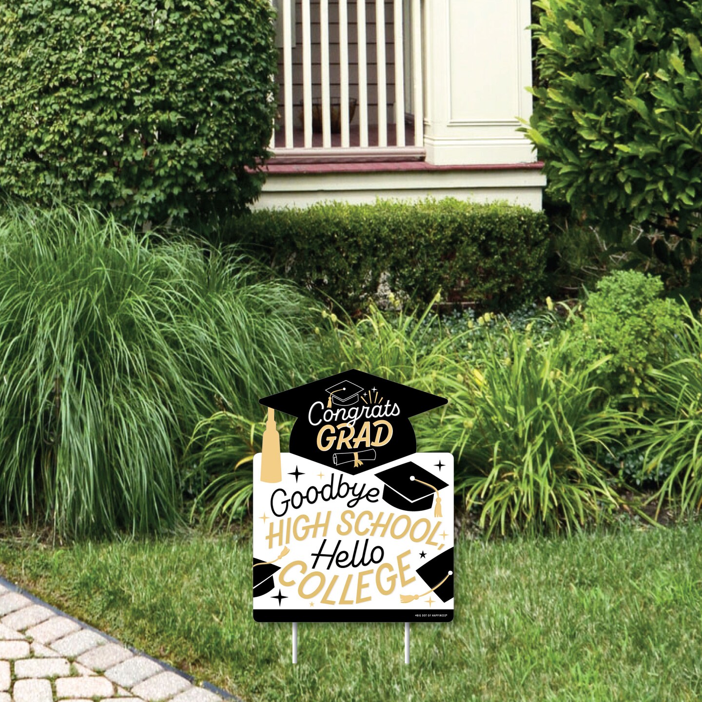 Big Dot of Happiness Hello College Graduation Party Yard Sign - Outdoor ...