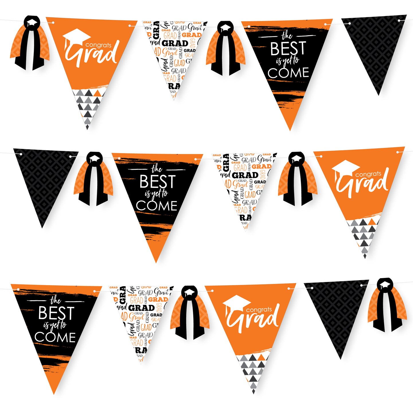 Big Dot of Happiness 30 Piece Orange Graduation Party Pennant Triangle ...