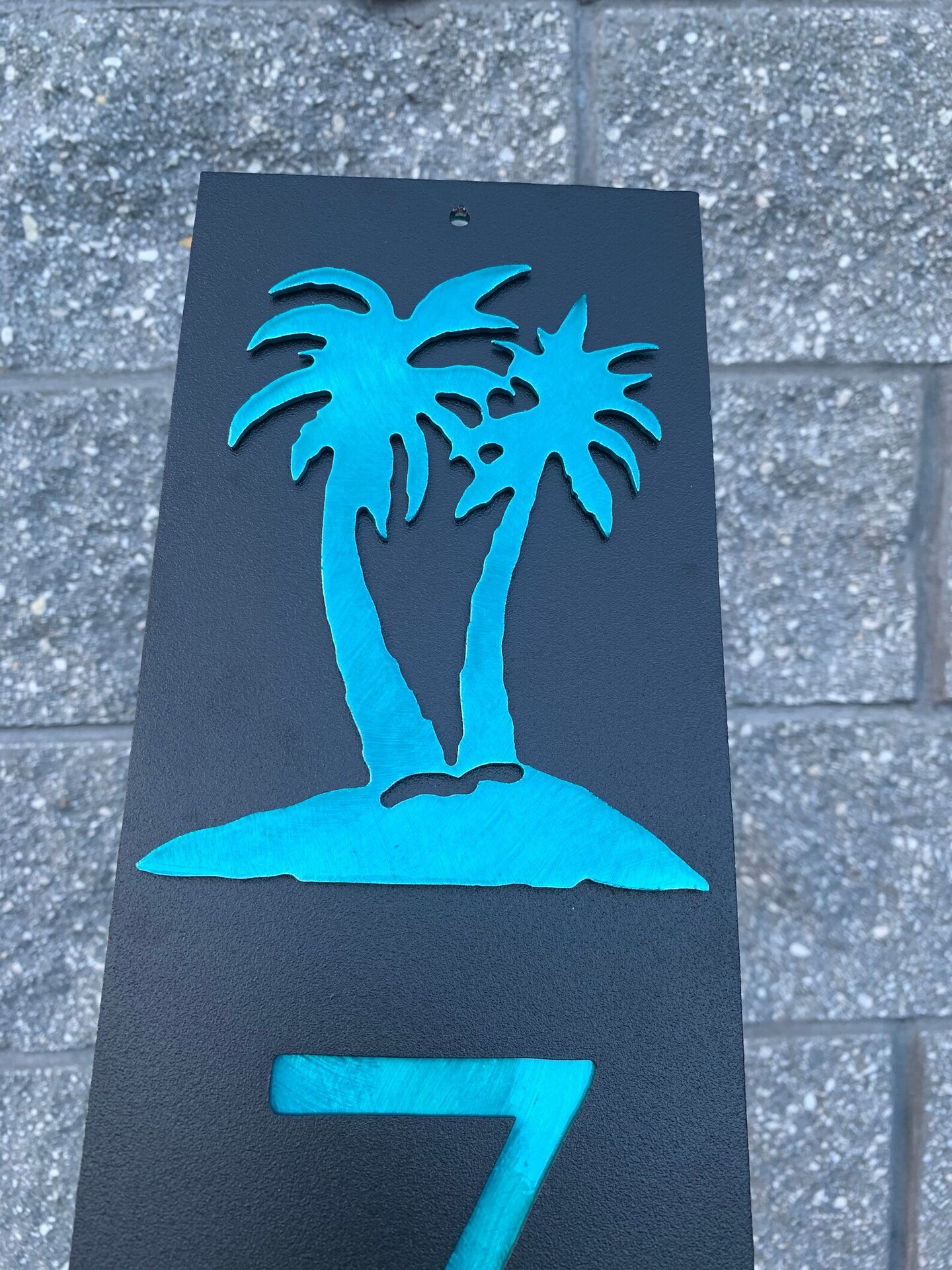 Contemporary Coastal Living Metal Address Sign | Palm Trees emblem ...