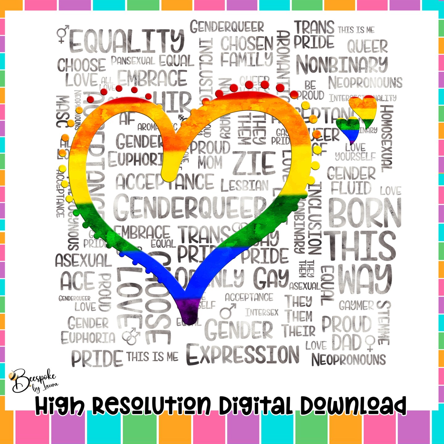 Pride Awareness Colors Rainbow Subway Art Digital Clip Art Pride Month ...