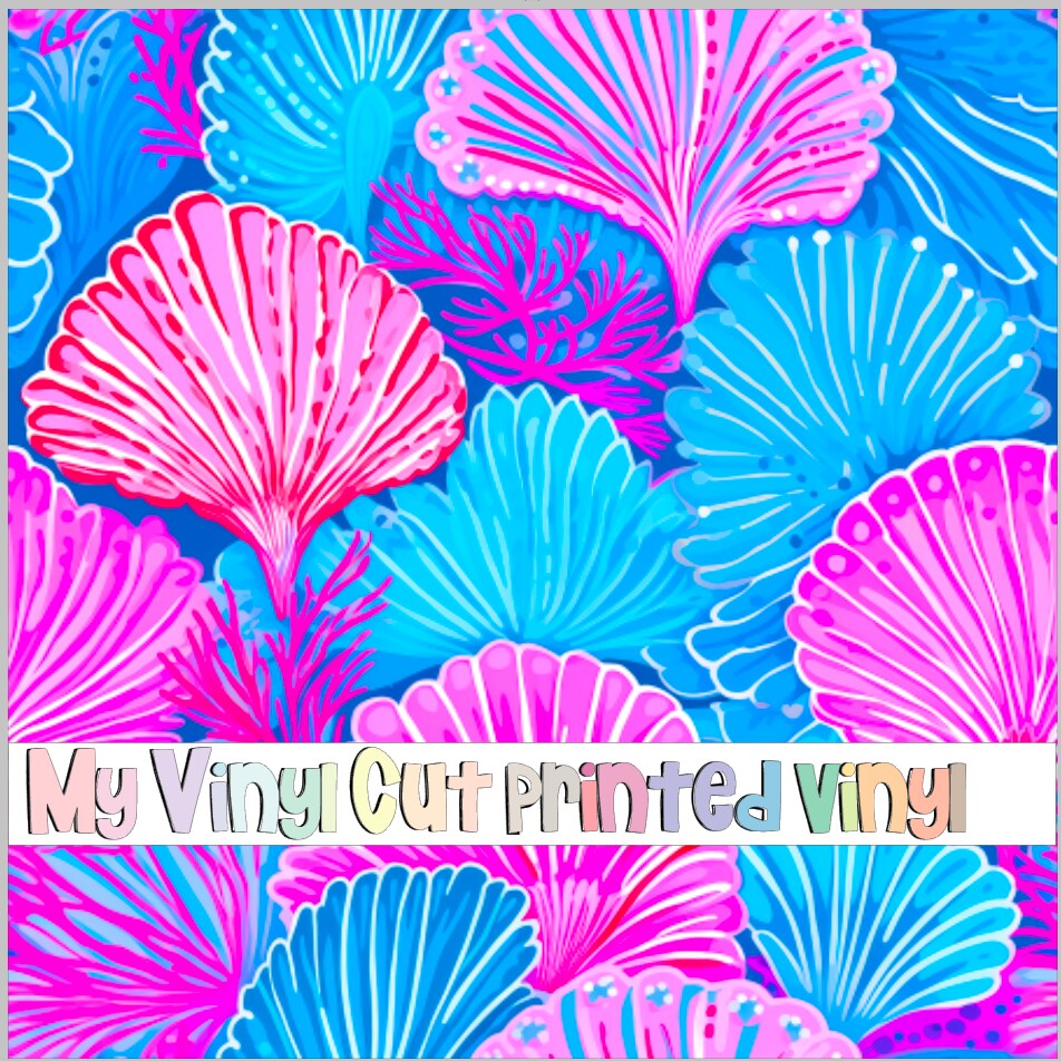 12 x 12 inch Sheet of Printed Vinyl or HTV in the Preppy Coral D ...