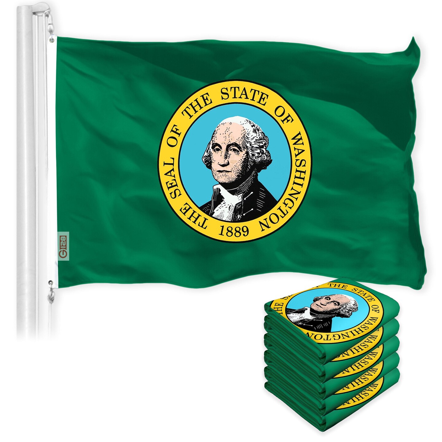 Washington WA State Flag 3x5 Ft 5-Pack 150D Printed Polyester By G128 ...