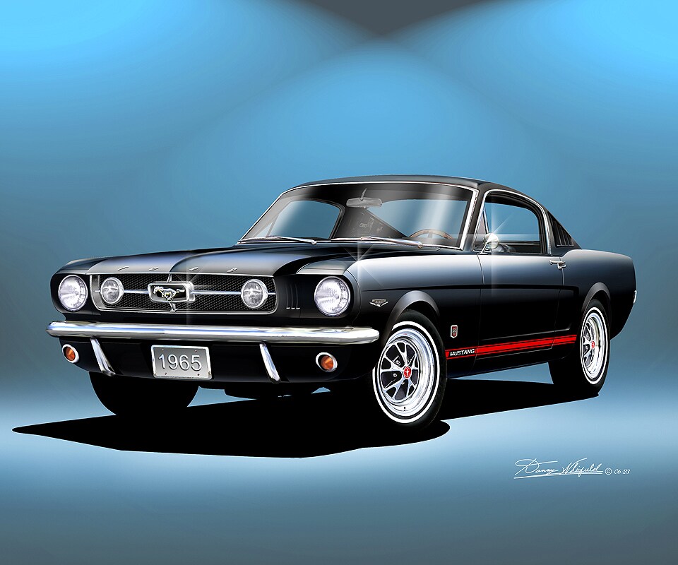 1965 Mustang GT Fastback - Raven Black | Car Art Prints by Danny ...