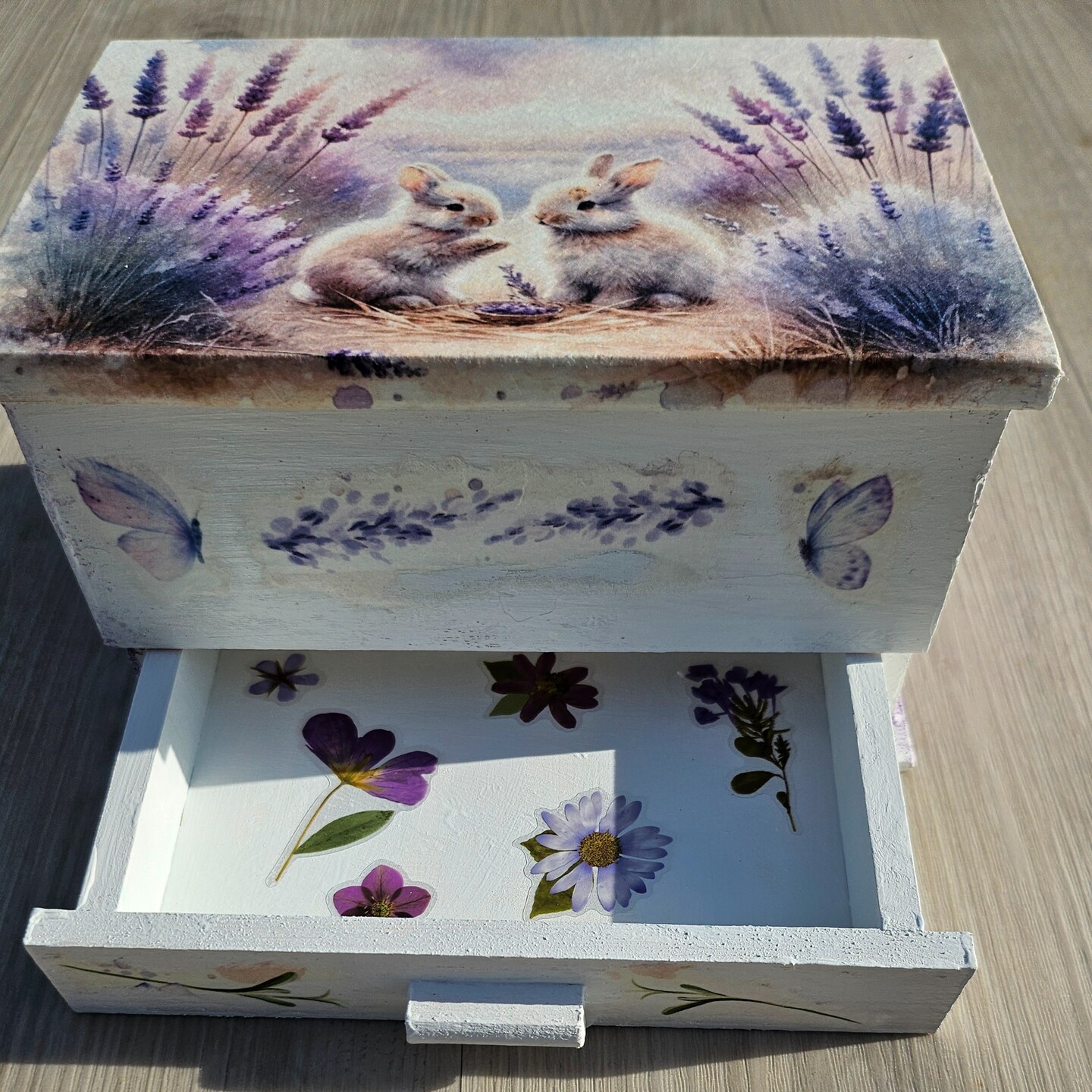 Bunny And Lavender Decoupage Jewelry Box Gift Idea For Girl Wooden ...