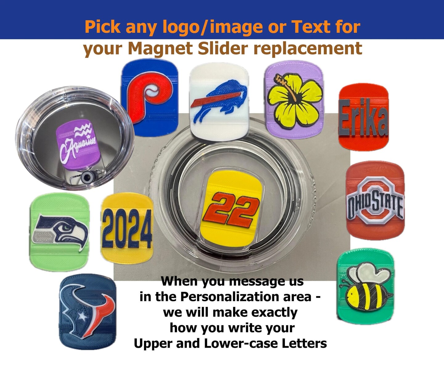 Yeti Mag slider top, Magnet lid, tumbler, rambler, personalized magnet ...