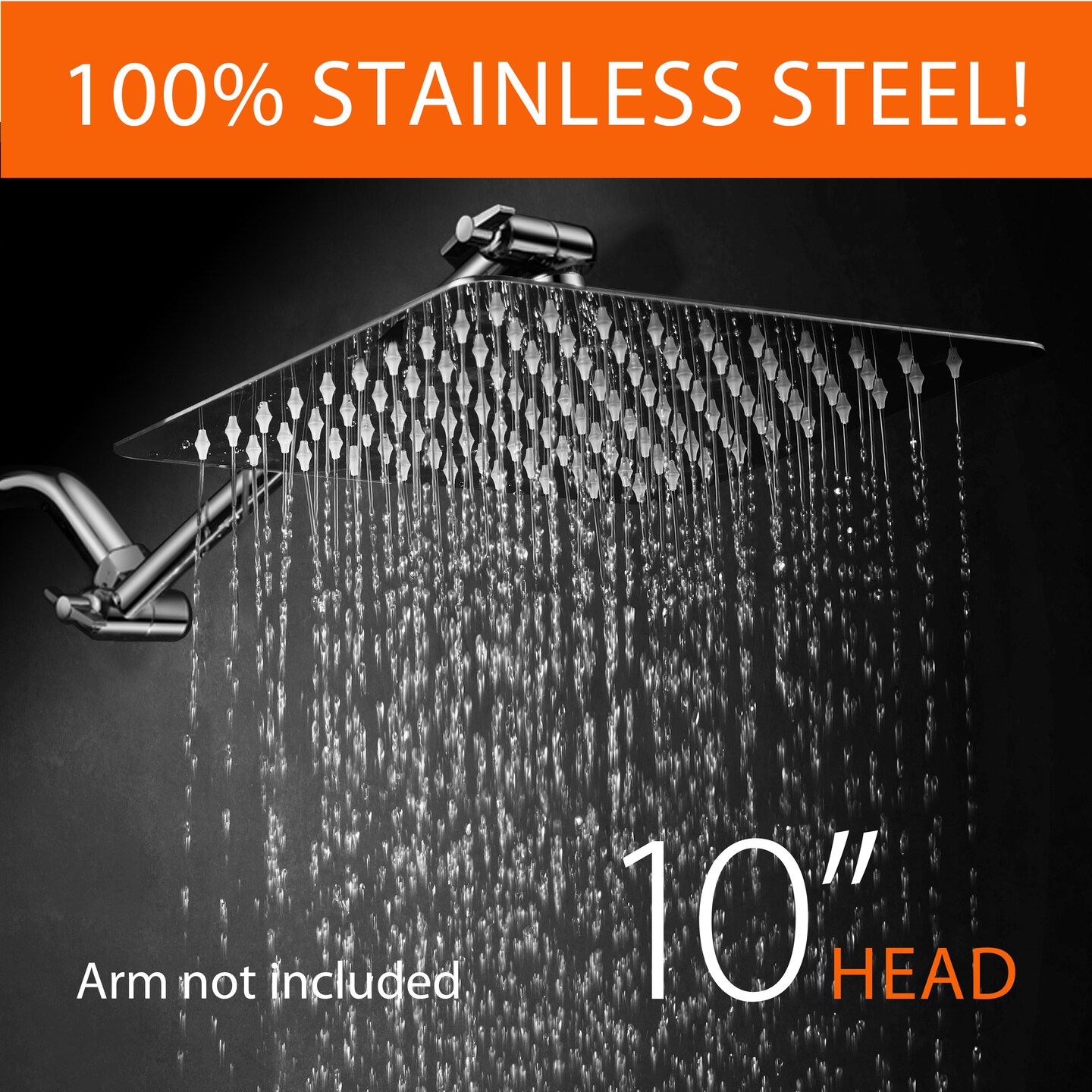 Hotelspa 10 Inch Stainless Steel Square Rainfall Shower Head Model 1681 ...