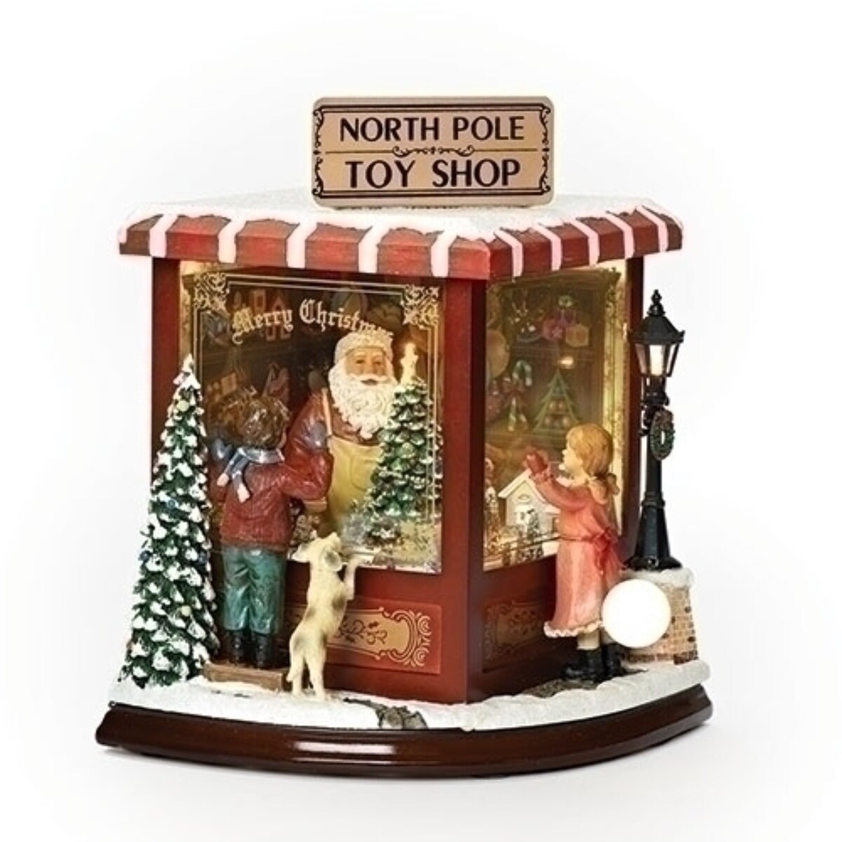 Roman 10.5" LED Lighted Musical Santa Toy Shop Christmas Tabletop ...