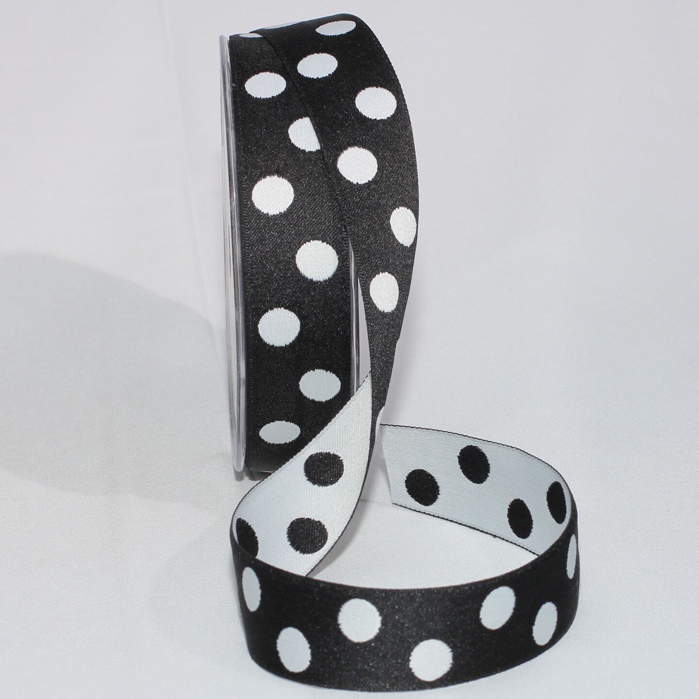 The Ribbon People Black and White Polka Dot Woven Craft Ribbon 1" x 54 ...