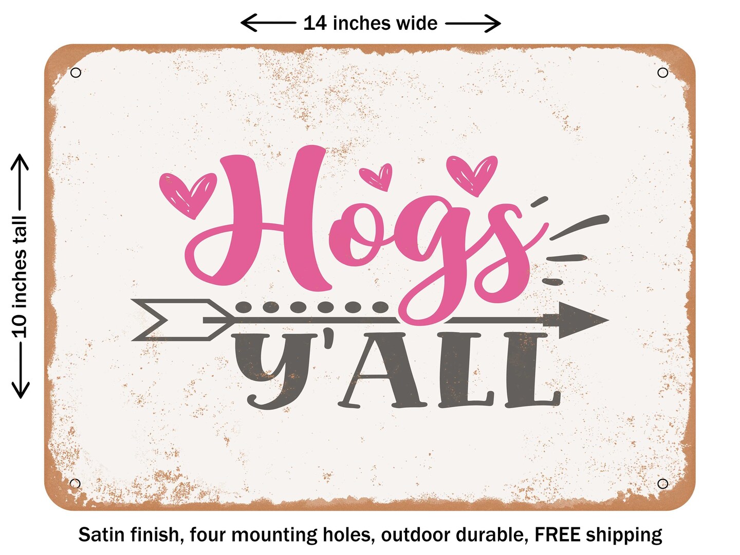 DECORATIVE METAL SIGN - Hogs Y'all - Vintage Rusty Look | Michaels
