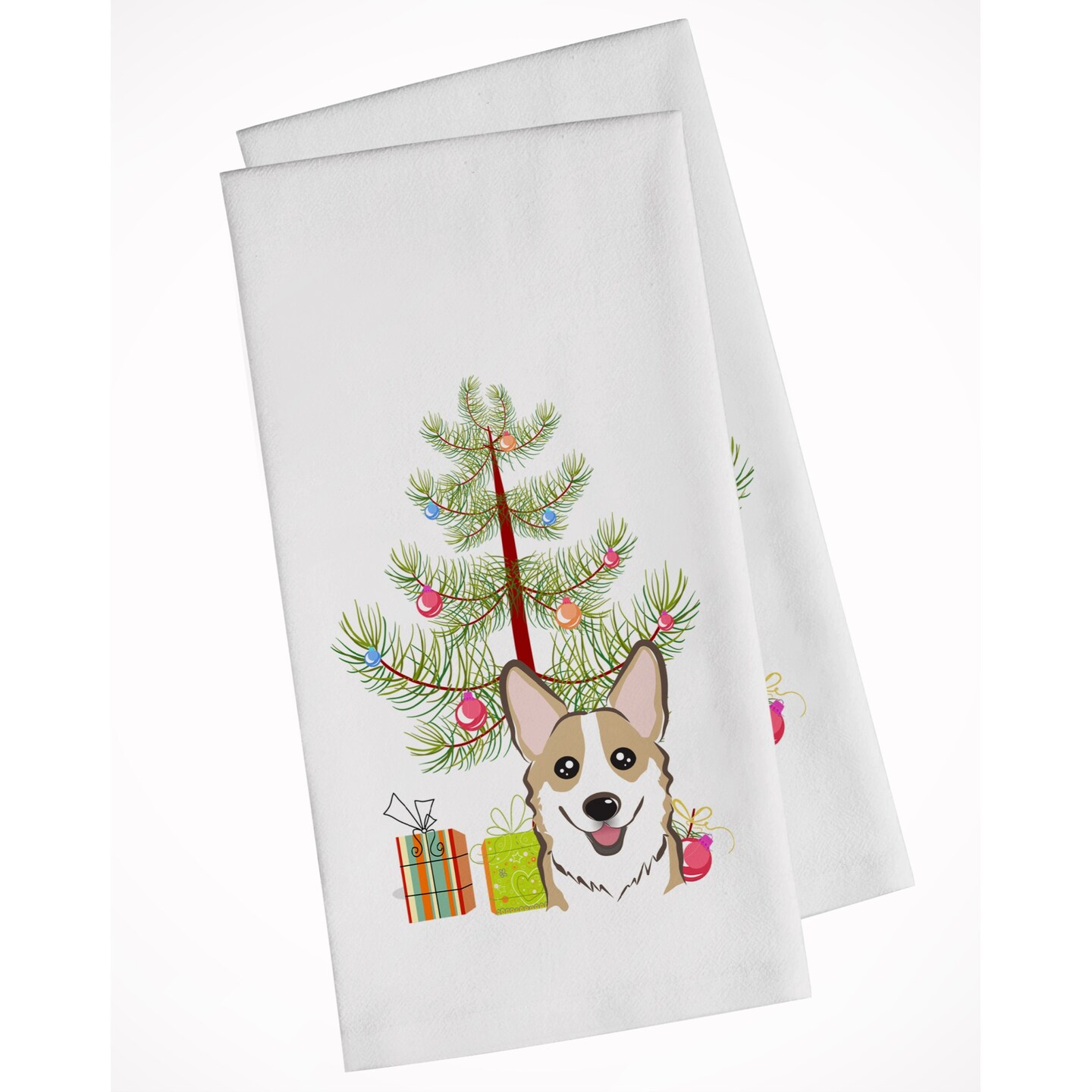 Christmas Tree and Sable Corgi White Kitchen Towel Set of 2 | Michaels