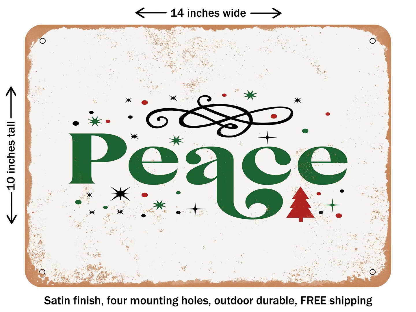 DECORATIVE METAL SIGN - Peace - Vintage Rusty Look, Size: 10 x 14 ...