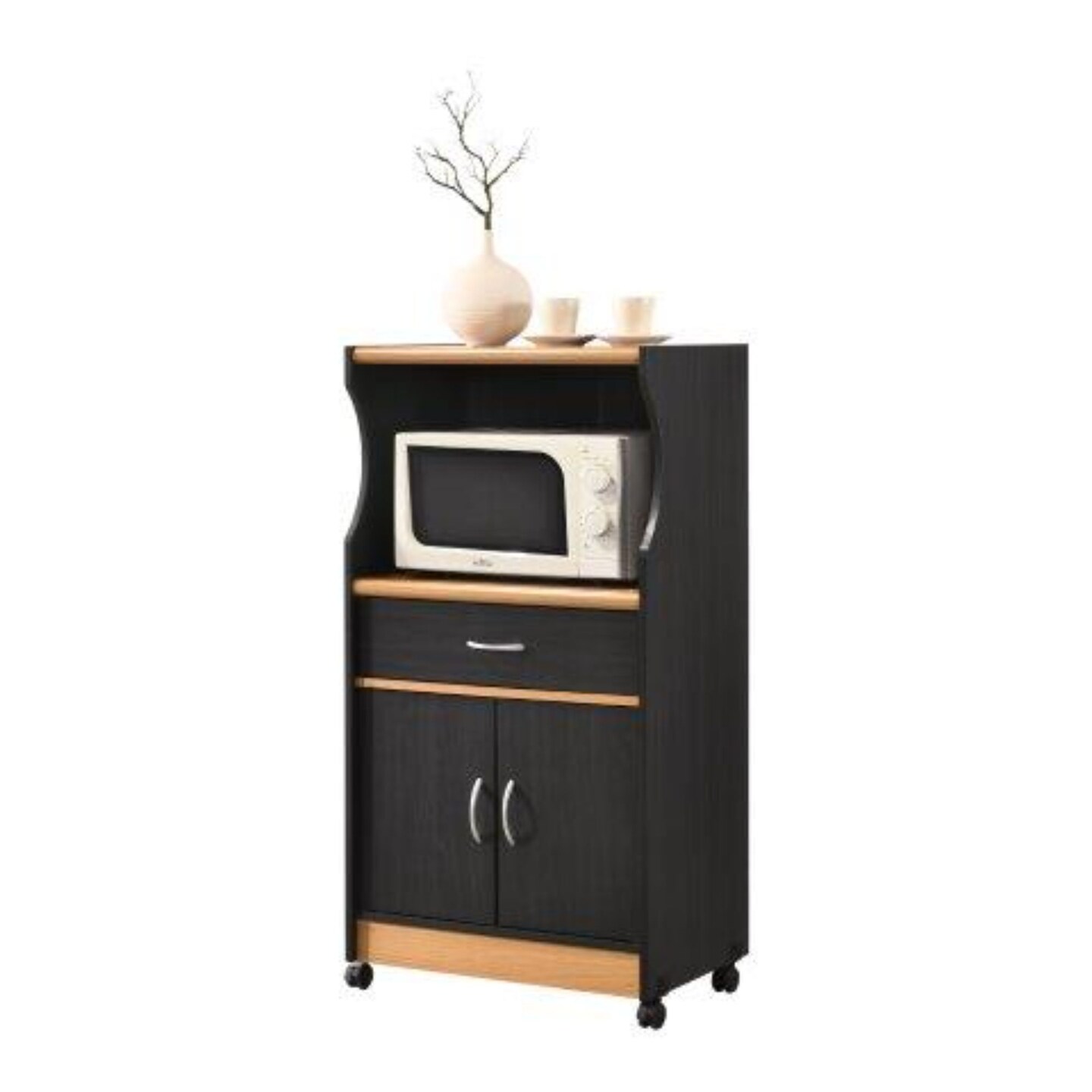 Contemporary Home Living 45" Black and Beige Solid Microwave Kitchen ...