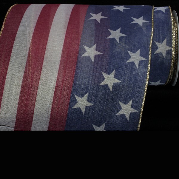 The Ribbon People Red and Blue Sheer USA Flag Wire Edged Craft Ribbon 9 ...