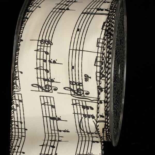 The Ribbon People Black and White Taffeta Musical Notes Wired Craft ...