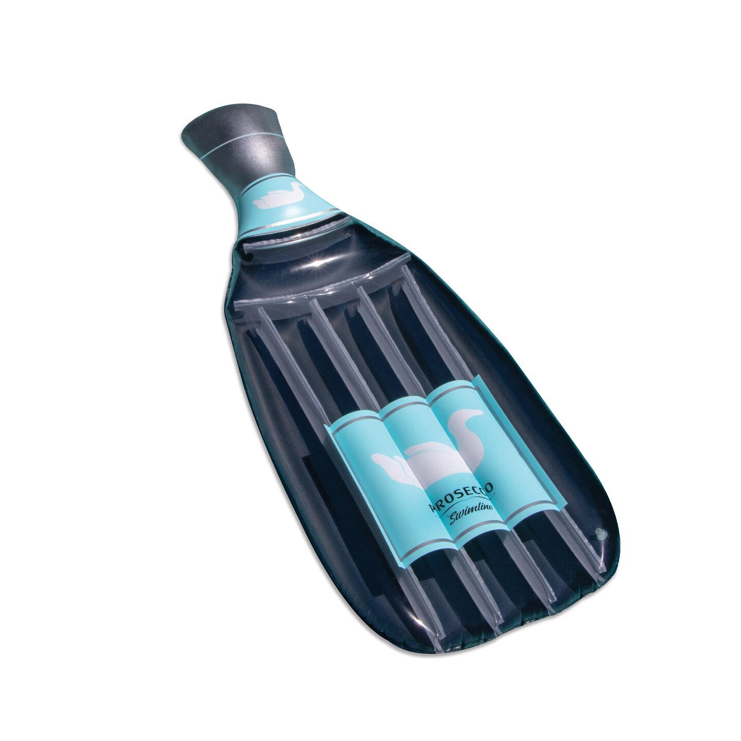 Swim Central 86" Gray and Blue Prosecco Bottle Swimming Pool Lounge ...