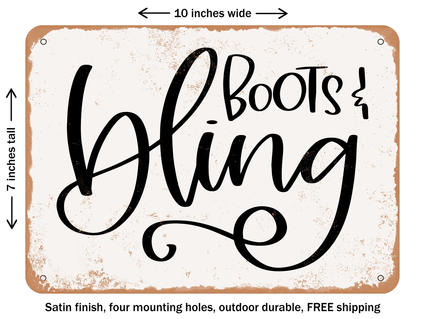 DECORATIVE METAL SIGN - Boots and Bling - Vintage Rusty Look | Michaels
