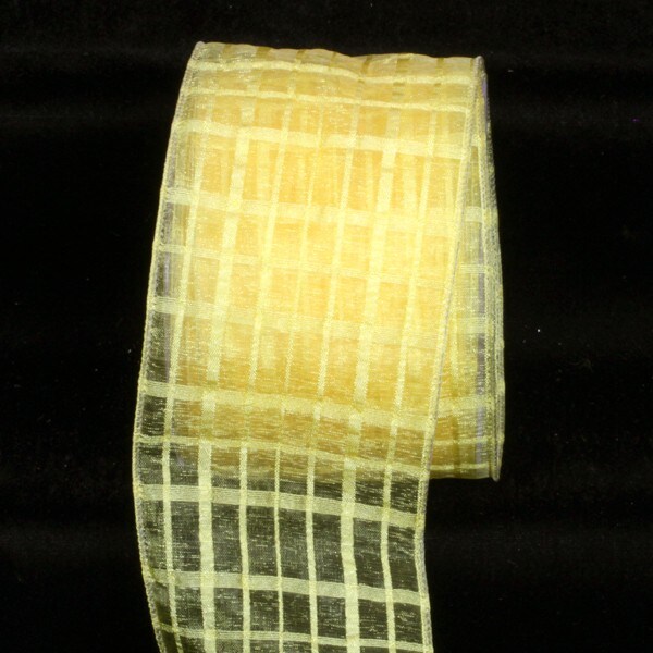 The Ribbon People Pale Yellow Solid and Sheer Check Wired Craft Ribbon ...