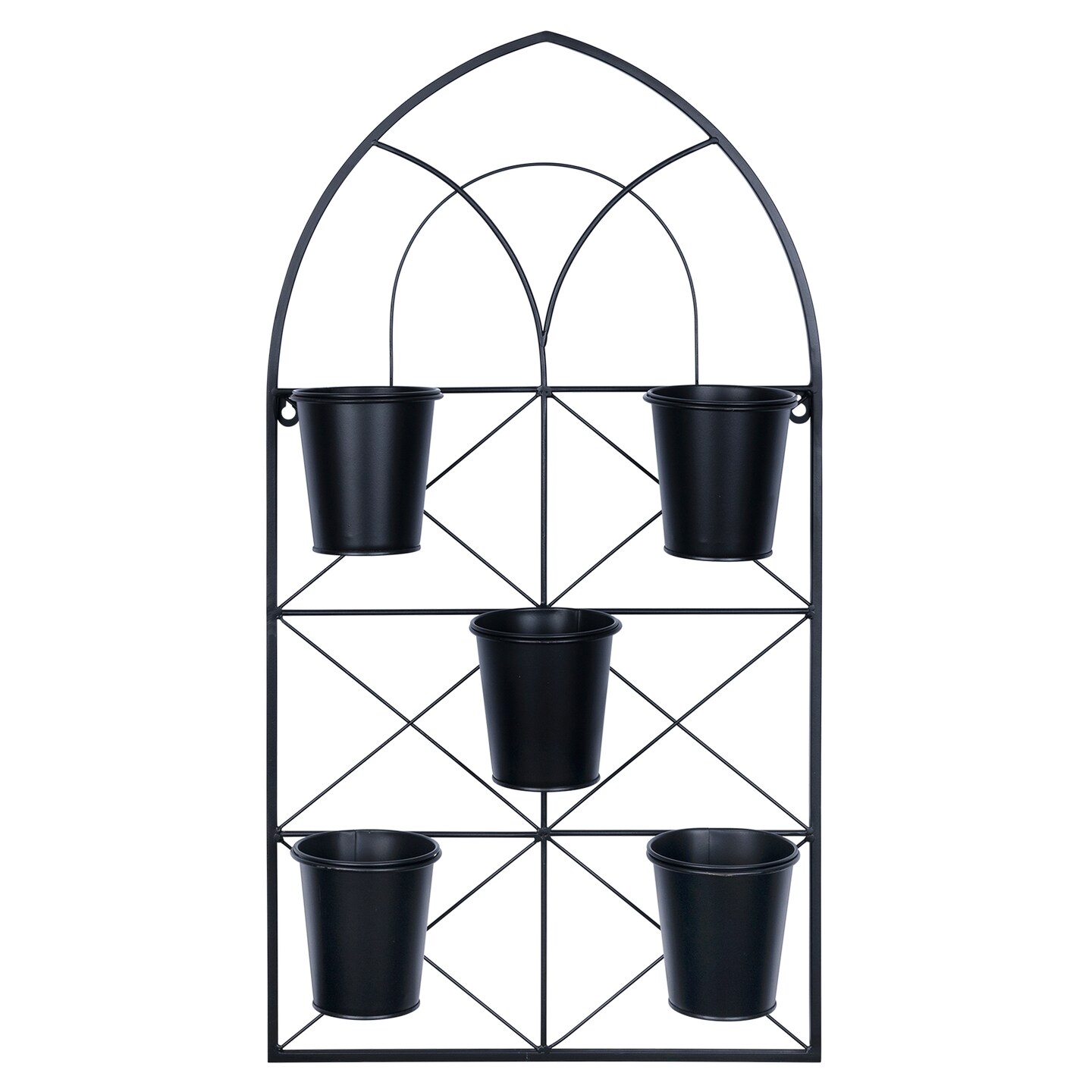 Contemporary Home Living 30" Black Farmhouse 5 Pot Metal Panel Wall ...
