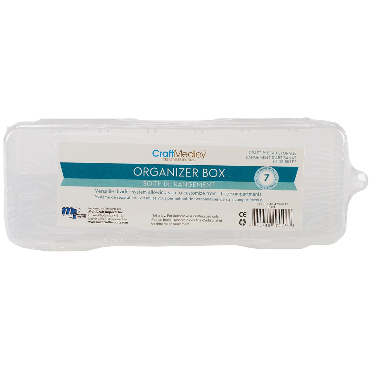 Craft Medley Organizer Box W/Lid & 6 Dividers-6.75"X2.25"X1.1875 ...