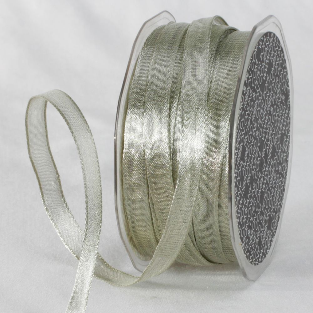 The Ribbon People Ivory Metallic Sheer Wired Craft Ribbon 0.3" x 50 ...