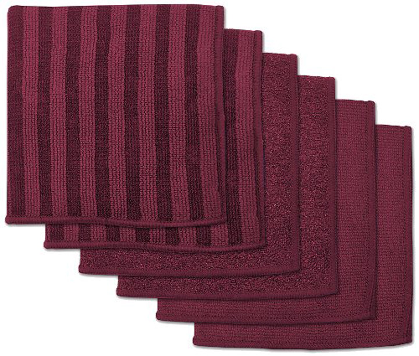 Contemporary Home Living Set of 6 Wine Red Microfiber Square Dish ...