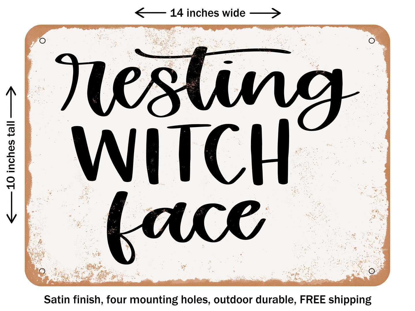 DECORATIVE METAL SIGN - Resting Witch Face - Vintage Rusty Look | Michaels