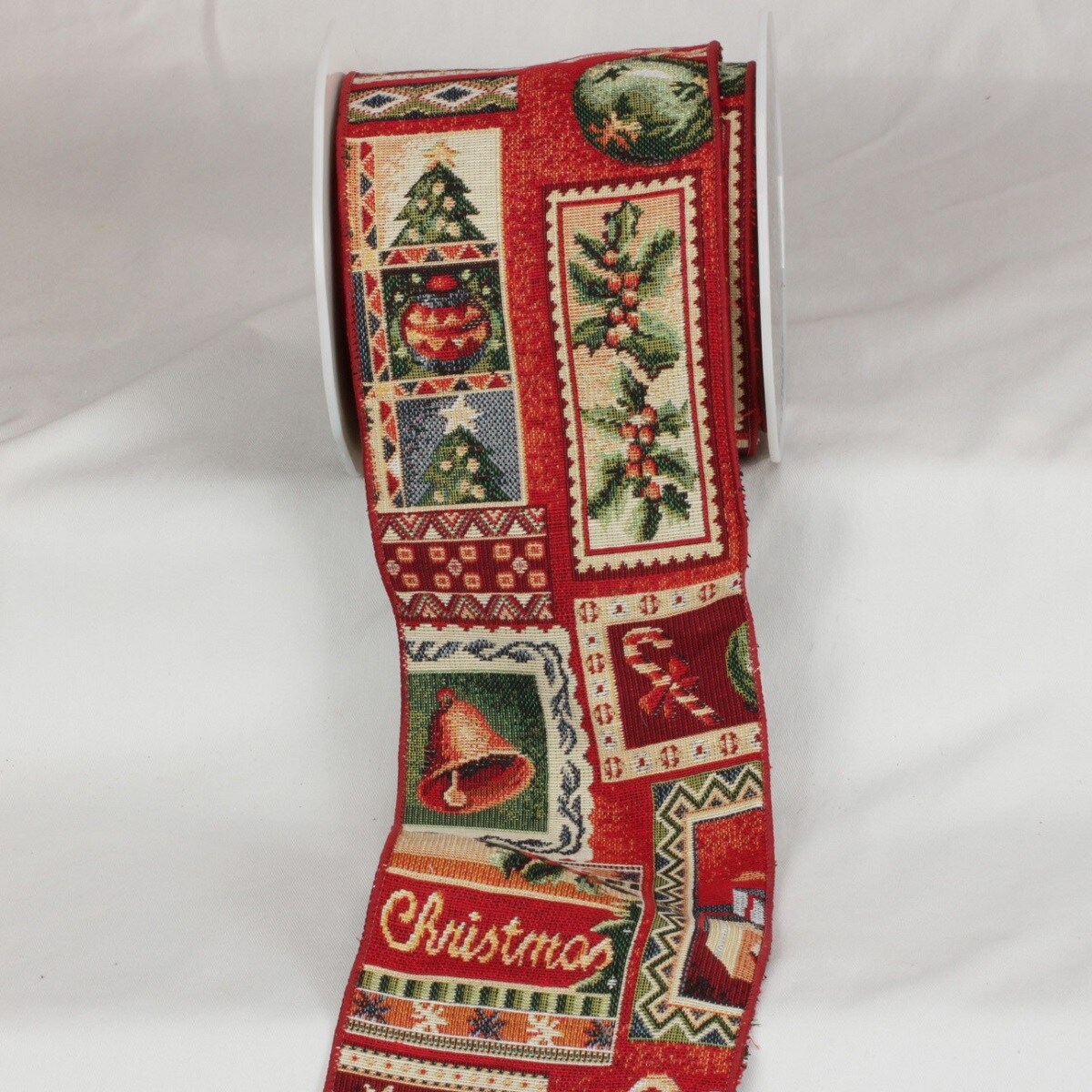 The Ribbon People Red and Green Christmas Holiday Print Wired Craft ...