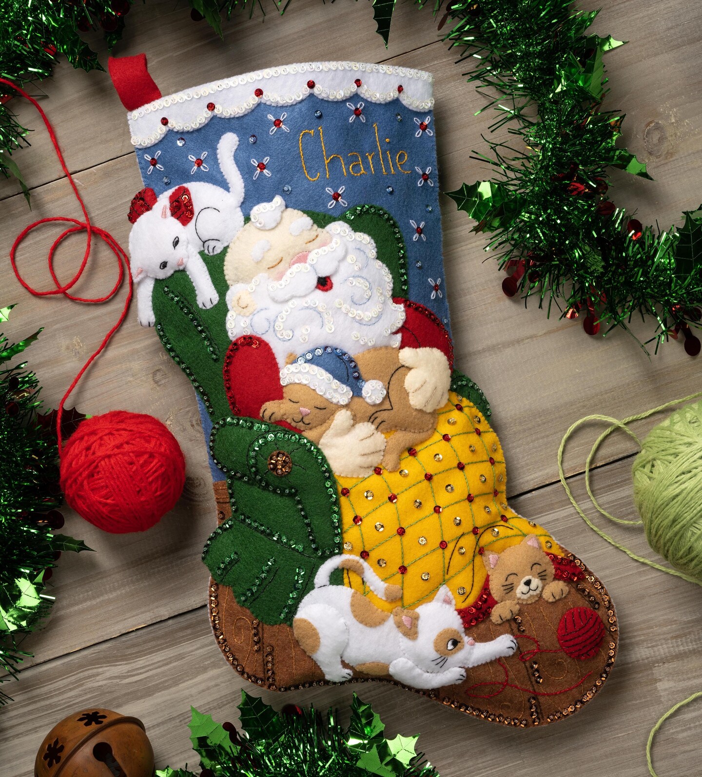 Bucilla Felt Stocking Applique Kit 18" Long-The Purr-Fect Nap | Michaels
