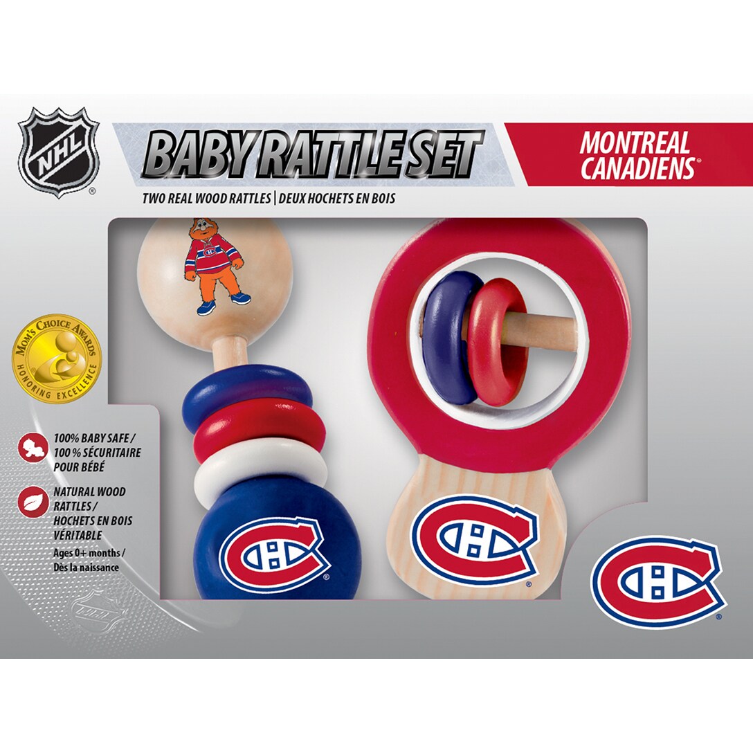 Baby Fanatic Wood Rattle 2 Pack - NHL Montreal Canadiens Baby Toy Set ...