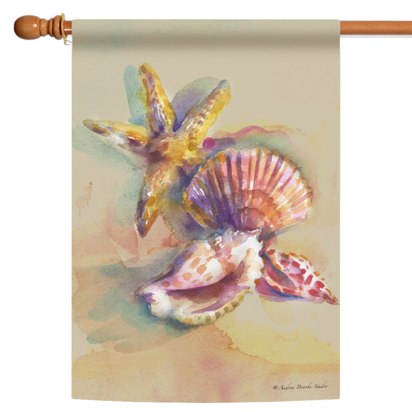 Toland Home Garden Beige and Red Waterfront Conch Outdoor House Flag 28 ...