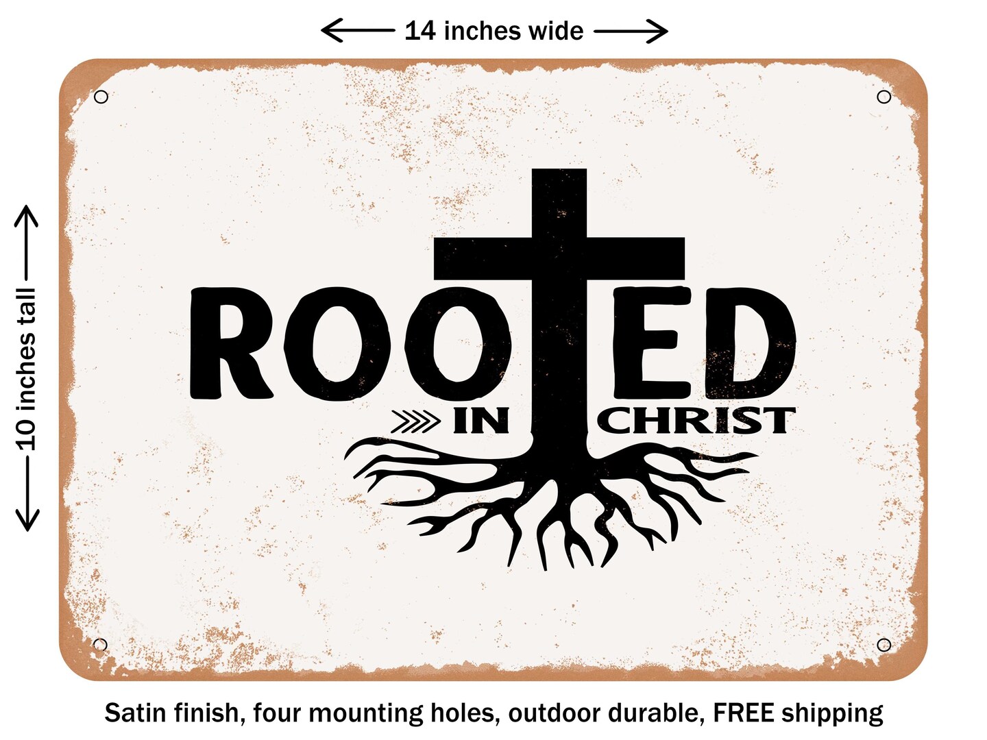 DECORATIVE METAL SIGN - Rooted In Christ - Vintage Rusty Look | Michaels