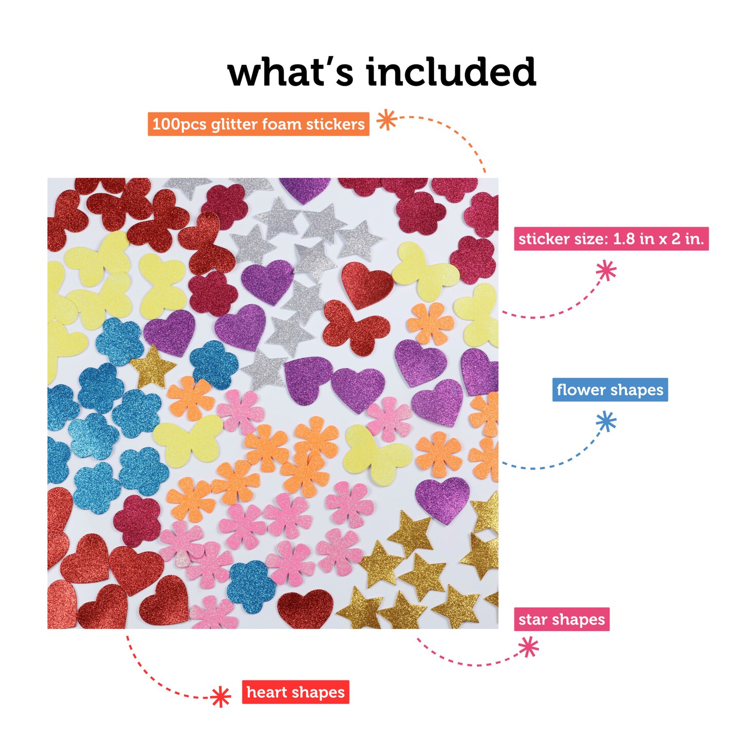 Incraftables Glitter Foam Stickers for Kids Self Adhesive 100pcs ...