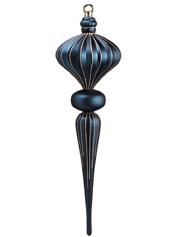 Allstate Blue and Gold Shatterproof 2-Finish Christmas Finial Ornament ...