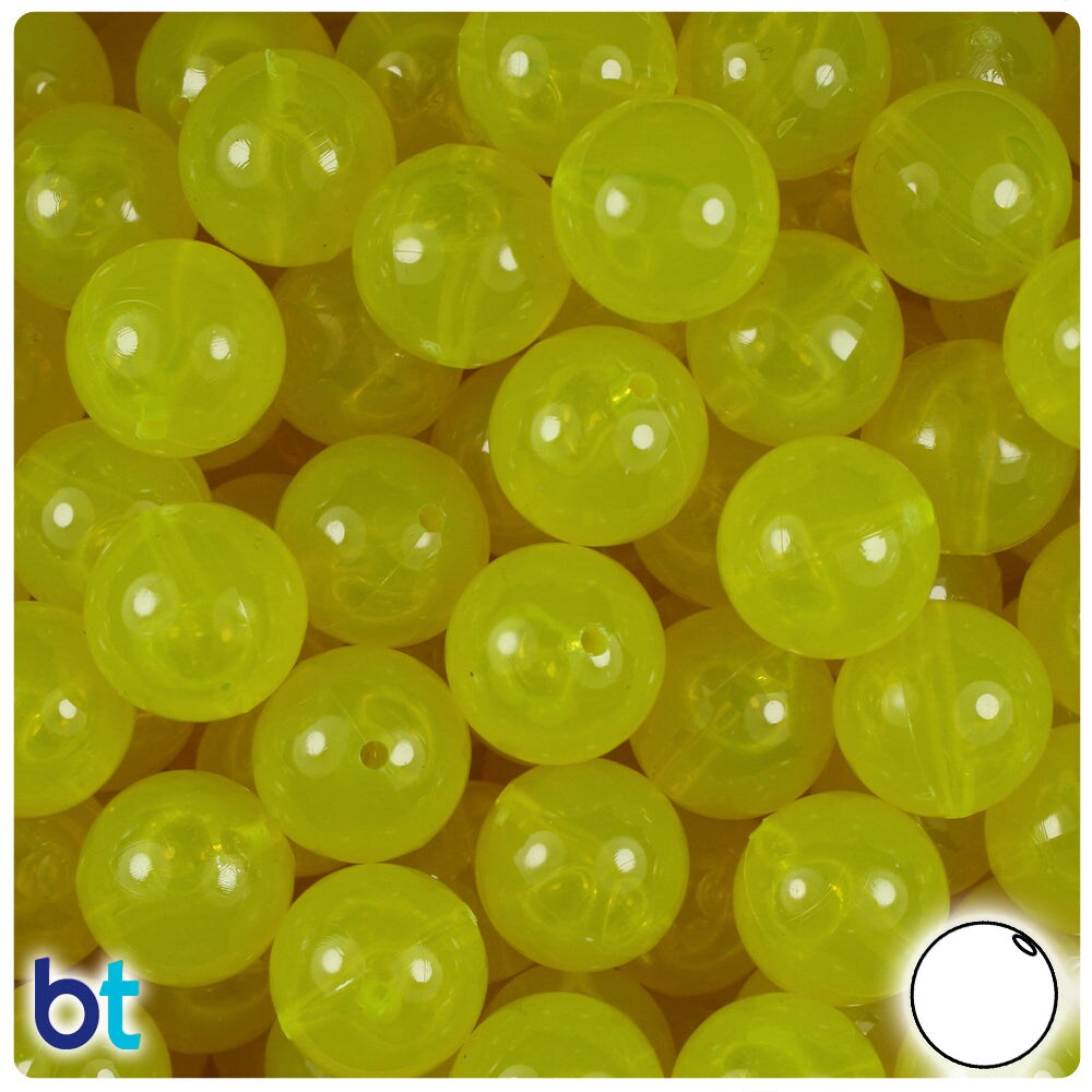 BeadTin Lure Yellow Transparent 14mm Round Plastic Craft Beads (36pcs ...